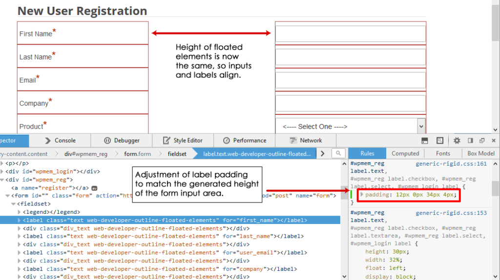 Customizing Form Css Adjusting Floated Form Elements