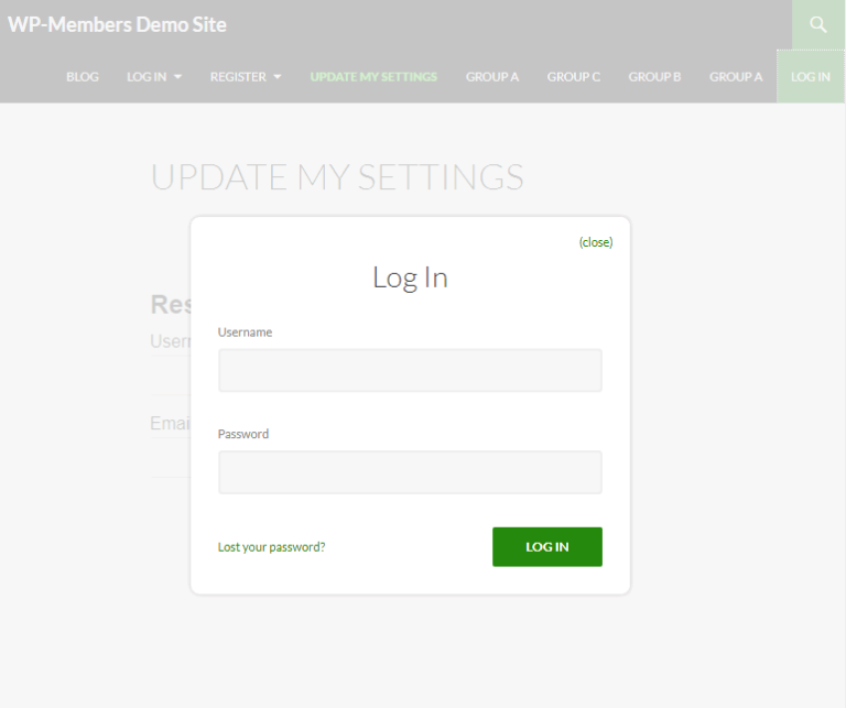 Create a login modal