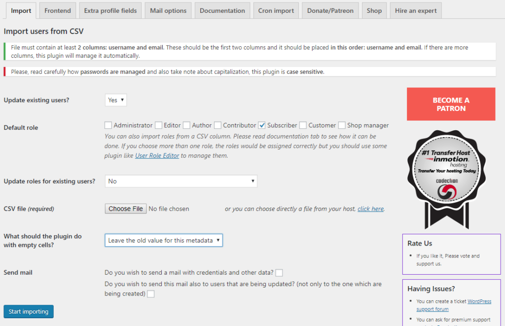 Importing Users Using A Plugin